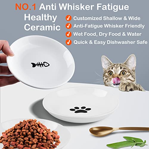 ๐ฎ๐ฌ๐ฎ๐ฏ ๐๐๐ Anti Whisker Fatigue Cat Bowls, Healthy Ceramic Cute Flat Cat Food Bowl for Indoor Cats, Cat Dishes Shallow Wide Cat Plates for Wet Food, Small Whisker Friendly Pet Cat Feeding Bowls