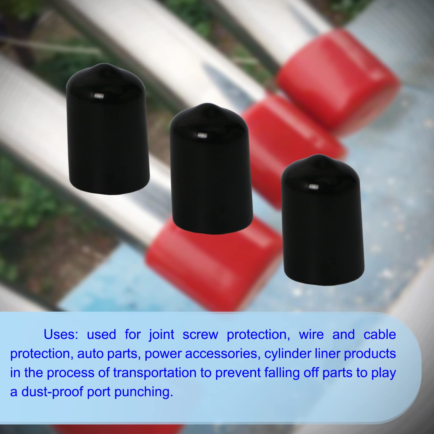 Aopin Bolt Caps Screw Thread Protectors Rubber Round End Cap Cover 0.79 Inch (20mm) PVC Flexible Tubing Pipe Protective Bolt Safety Cover | for Pipe Post Tubing Rod Cover 10 Pcs (Black)