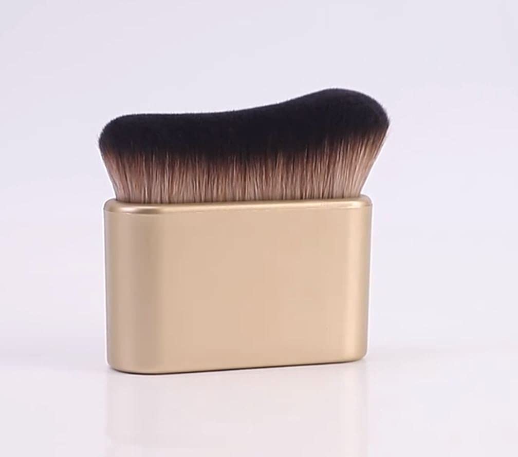 ELYSIAN - Professional Cosmetics Applicator / Kabuki Brush - Face or Body - curved & large Makeup / Body Brush - Powder, Bronzer, Foundation, Oil, Creams - Gold