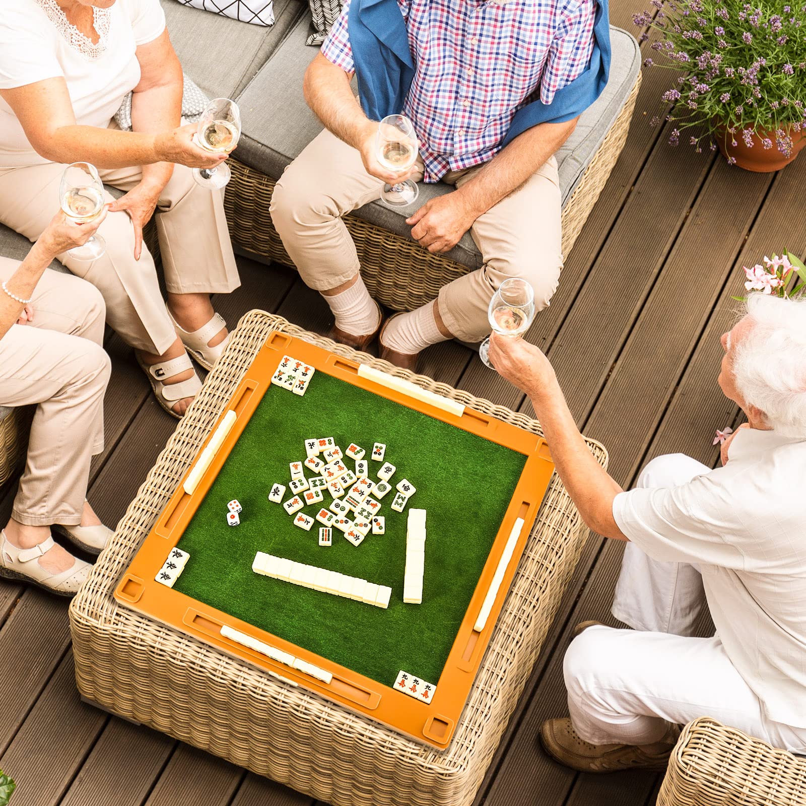 20mm Mini Travel Mahjong Set with Majiang Table Travel Board Game Chinese Traditional Mahjong Games, Portable Size and Light-Weight