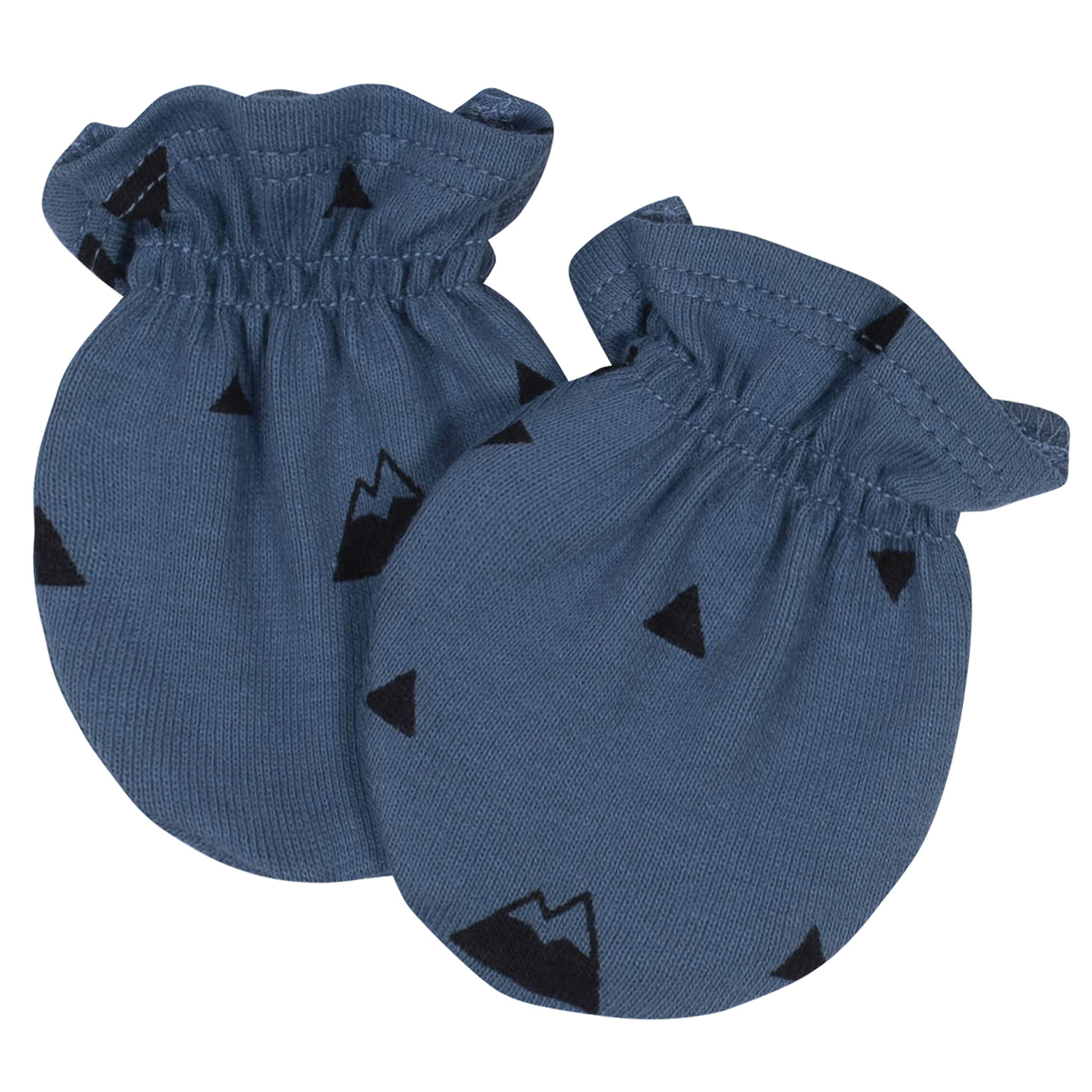 Grow by Gerber baby boys 4-pack Mittens, Black/White/Grey/Blue, New Born US