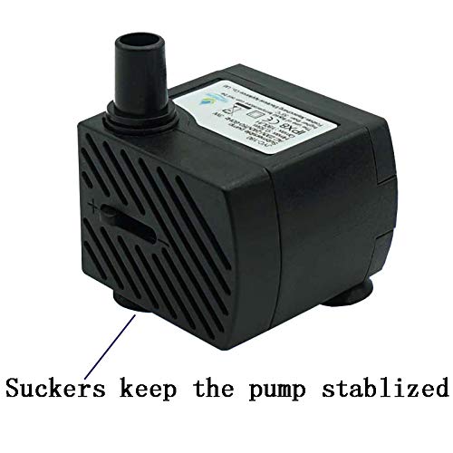 Submersible Water Pump with LED Light for Indoor Tabletop Fountains Aquarium Fish Tank (180L/H 3W)