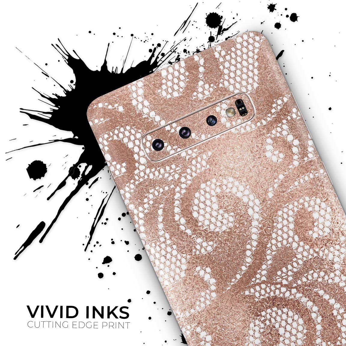DesignSkinz Rose Gold Lace Pattern 14 Protective Vinyl Decal Wrap Skin Cover Compatible with The Samsung Galaxy S20 (Screen Trim & Back Glass Skin)