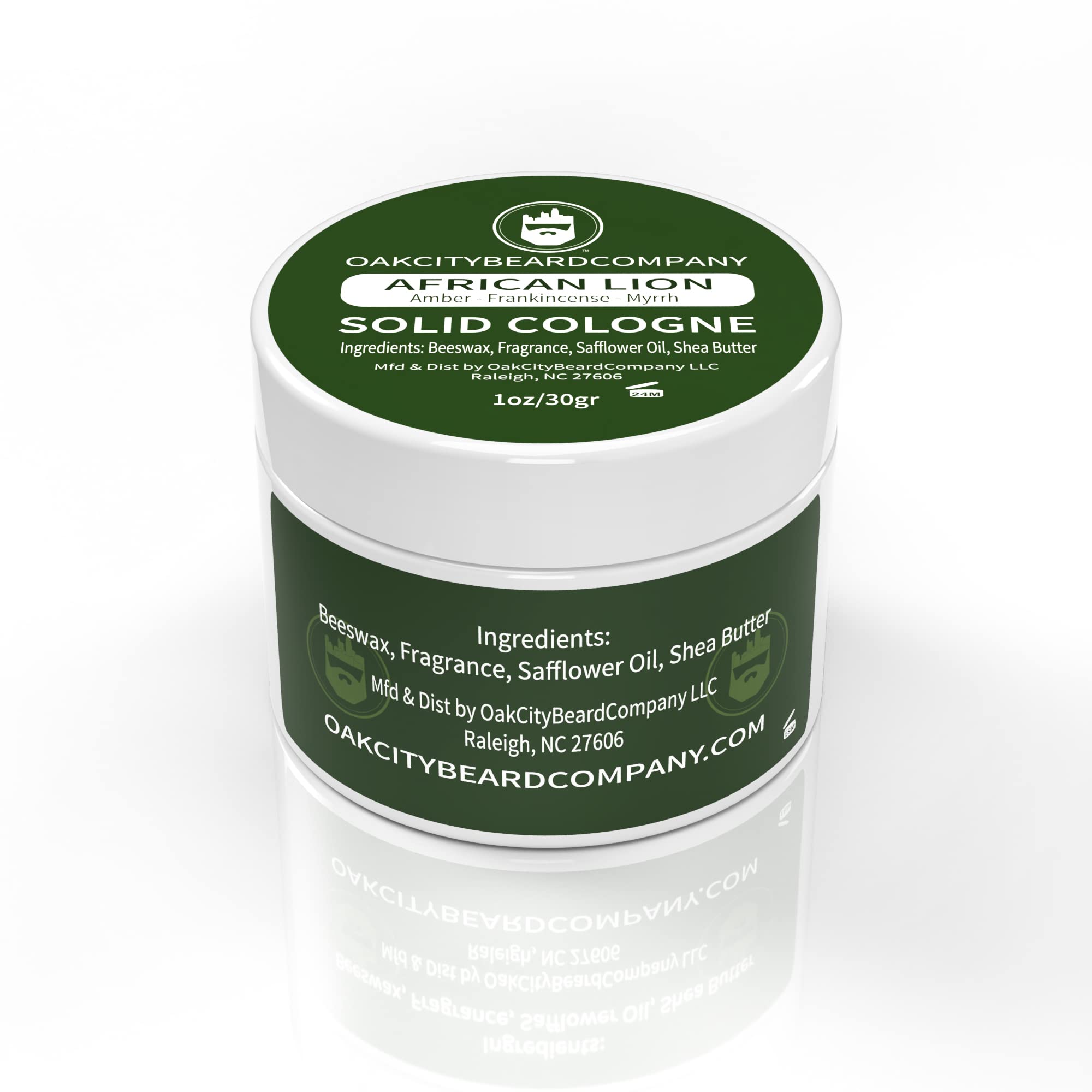 Oak City Beard Company - African Lion - Solid Cologne - 1 Ounce - Amber - Frankincense - Myrrh - Patchouli - Exotic