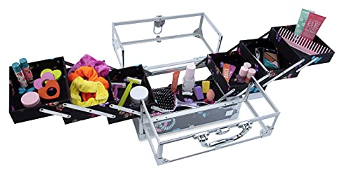 Caboodles Neat Freak Train Case | 6-Tray Cosmetic Organizer with Locking Latch, Social Butterfly