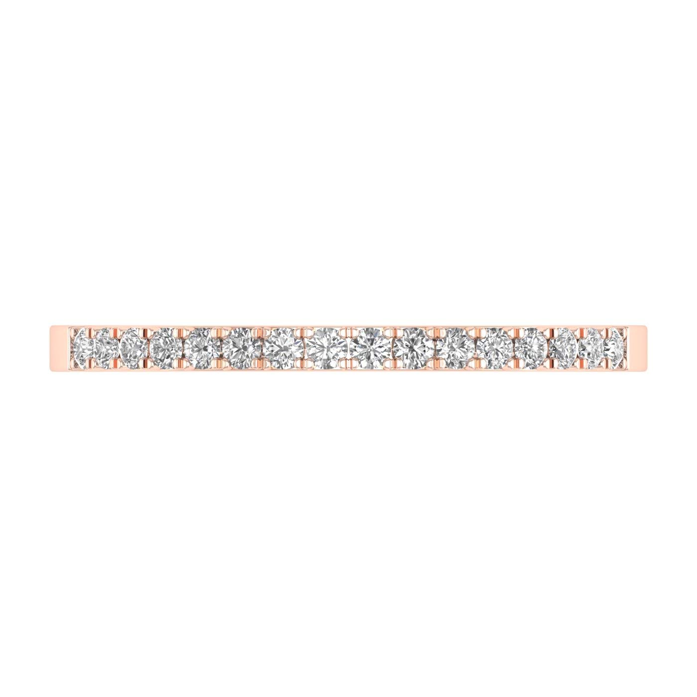 10K Rose Gold Diamond Semi-Eternity Wedding Band Ring (0.15 Carat) (Ring Size 7)