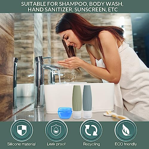 15 Pack Silicone Travel Bottles for Toiletries, Leak Proof BPA Free Squeezable Tsa Approved Travel Size Containers Refillable Travel Accessories with toiletry bag