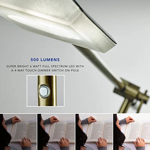 Adesso 4128-21 Vera LED Desk Lamp, 16-26 in, 6W Full Spectrum LED, Antique Brass Finish, 1 Table Lamp , White