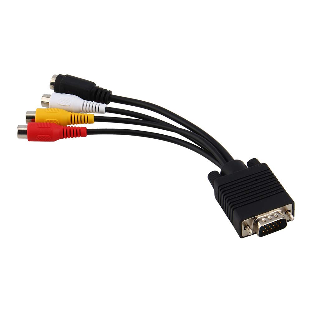 Delaman Cable Adapter, Standard Sub-D VGA Input SVGA to S-Video 3 RCA Jack Video TV AV Converter Cable Adapter for PC Laptop Desktops