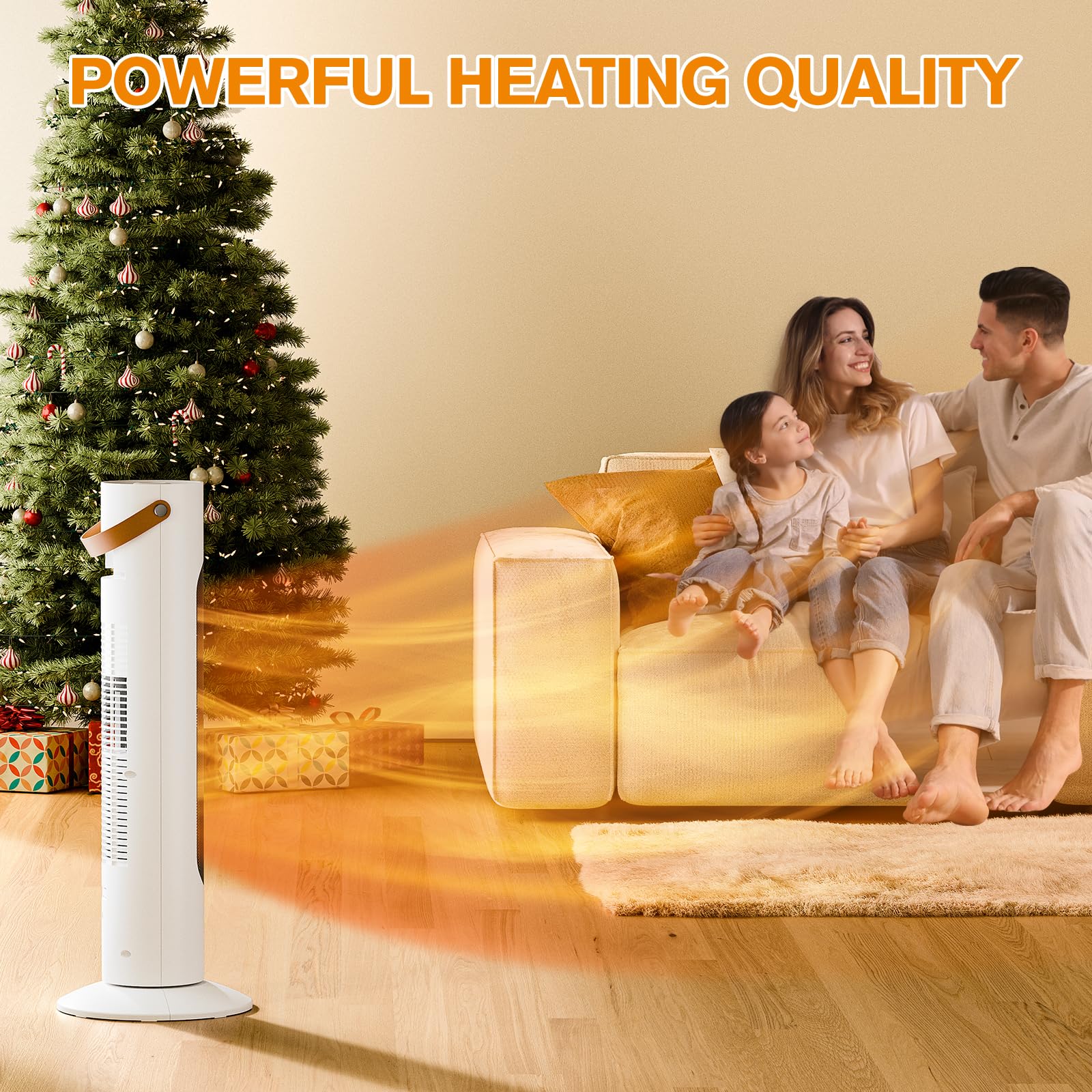 2-1 Electric Space Heaters For Indoor Use, 25" Tower Heater And Fan Combo, 70°Oscillating, 3S Instant Heating,1500W, 3 Heating & Fan Modes, Electric Portable Heater For BedroomOfficeHome, White