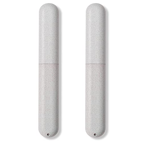 LOVEWEE 2 Pcs Travel Toothbrush Case Box Plastic Portable Toothbrush Holder for Travel, Business, Home, Camping, School (Yellow)