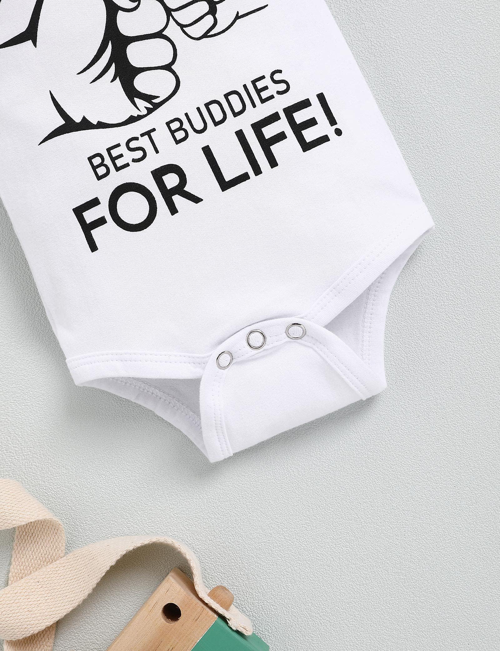 TUEMOS Baby Boy Clothes Daddy and Me The Best Buddies for Life Letter Print Romper Top+Pant with Hat Baby Boy Summer Outfits 3-6 Months