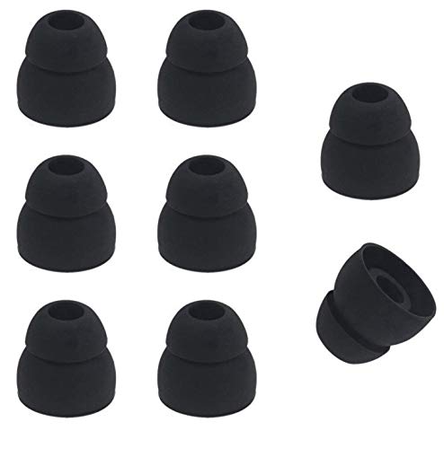 ALXCD Ear Tips Compatible with Powerbeats 2 Wireless Headphone, Medium Size 4 Pairs Double Flange Ear Tips , Eartips Compatible with Beats Powerbeats2 Wireless [Double-4 Pair](Black)