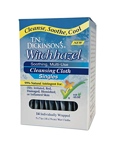 T.N. Dickinson's Witch Hazel On-The-go Multi-use Cleansing Cloth Towelette Singles, 14 Count