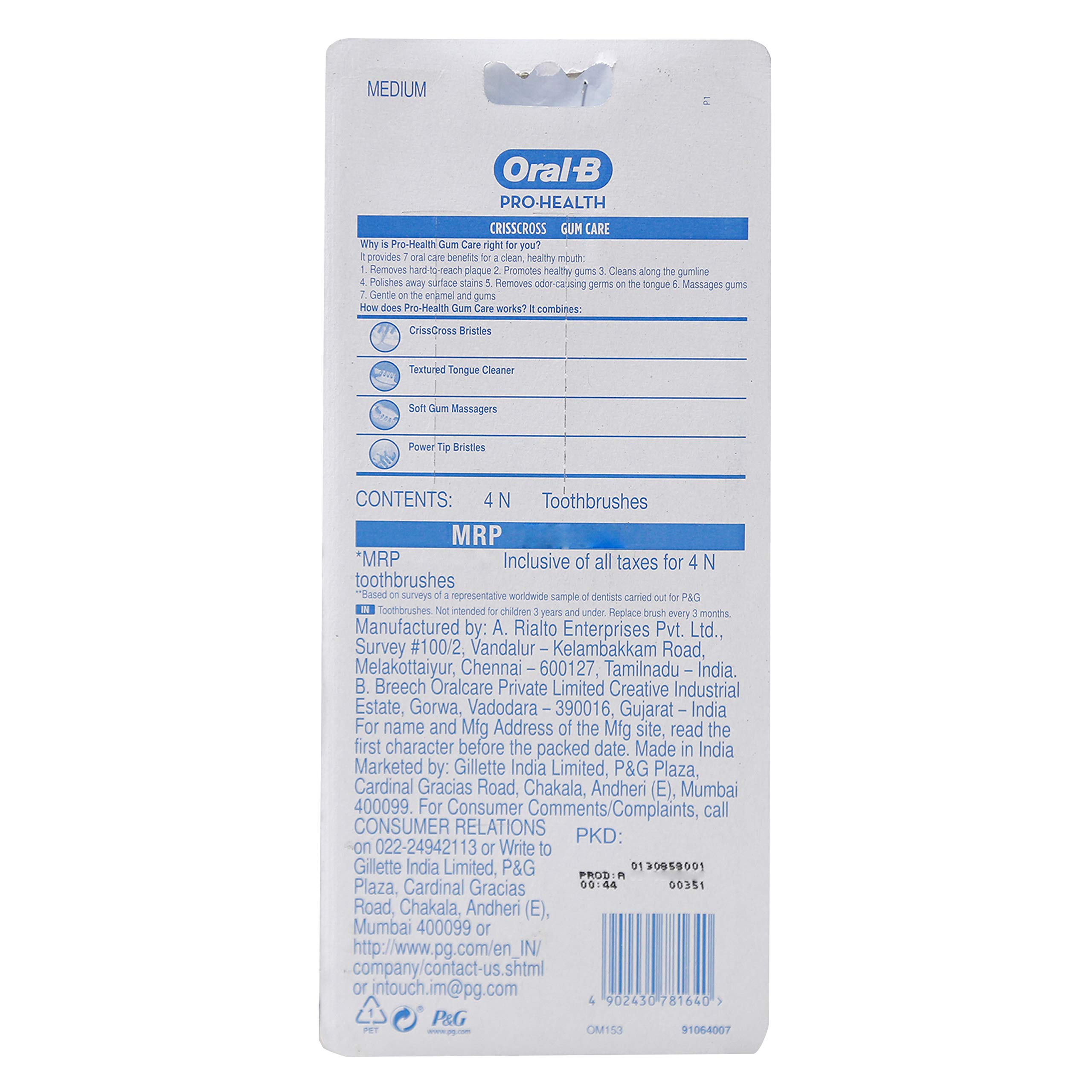 Oral-B Pro-Health Gum Care Toothbrush, Medium, (Buy 2 Get 2 Free)