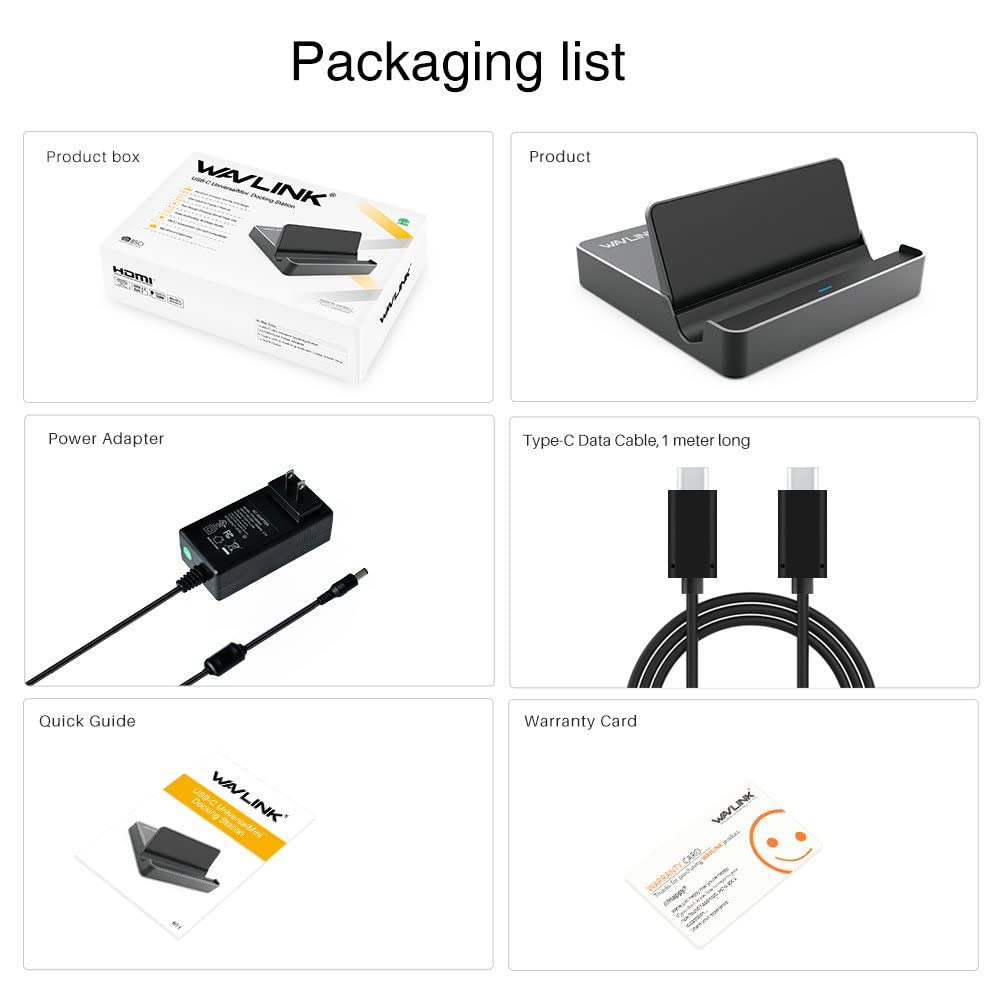 Wavlink Docking Station Compatible with Steam Deck USB 3.1 Gen 2 Type C Display Universal Hub with Power Delivery 4K HDMI Stand Charger for Phone Pad Tablet with 36W Power Adapter