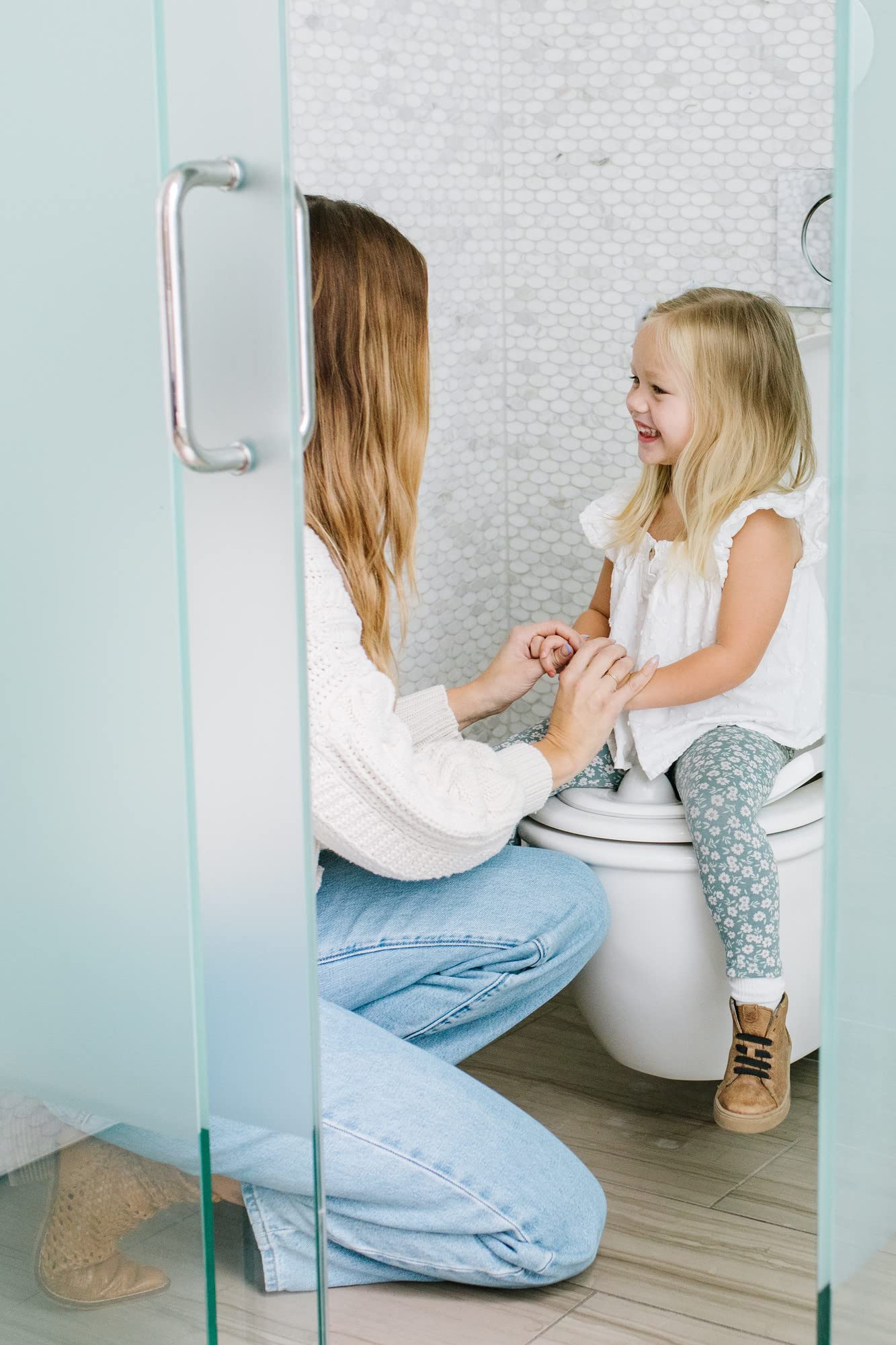 The First Years Soft Grip Potty Training Toilet Seat - Attachable Toddler Potty Training Seat for Adult Size Toilet - Gray