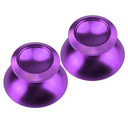 2PCS Aluminum Metal Analog Joystick Thumbstick Rocker Mushroom Caps Button for PS4 Xbox One Replacement (Purple)