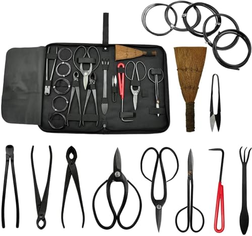 15 Pieces Bonsai Tree Kit, Bonsai Tools Set, Carbon Steel Scissor Cutter Shear, Perfect Gardening Trimming Tools