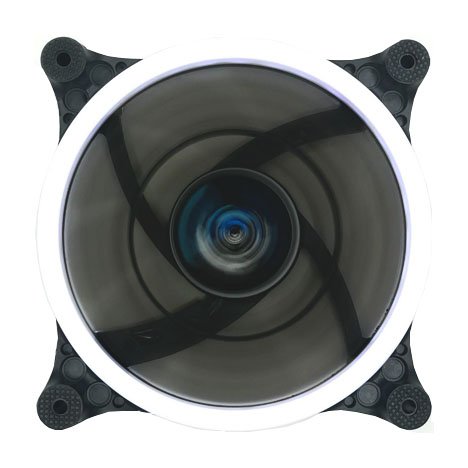 APEVIA 512L-CWH 120mm Silent Dual Rings White LED Fan with 32 x LEDs & 8 x Anti-Vibration Rubber Pads (5 Pk)