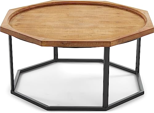Amazon Brand – Stone & Beam Aire Rustic Octagonal Fir Wood Coffee Table, 39.5"W, Black & Natural