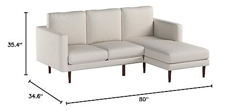 Amazon Brand – Rivet Revolve Modern Upholstered Sofa with Reversible Sectional Chaise, 80"W, Linen