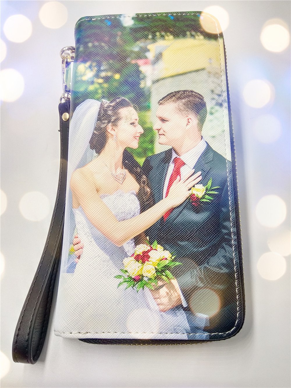 a266XDKSJK Women Leather Wallet Custom Photos Wallets Personality Clutch Bag Card Case Cash Holder Wallets Print Any Photo(Black Double Side)