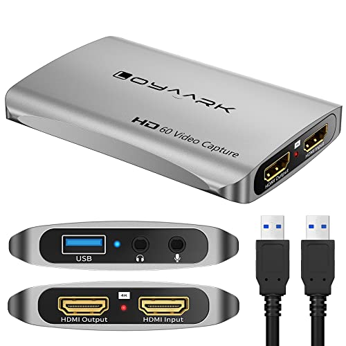 Loya Ark Audio Video Capture Cards 1080p 60fps, 4k HD Capture Card Nintendo Switcher, USB 3.0 Game Capture Card for Live Streaming Video Conferencing Teaching 3ds PS4 PS5 PC Xbox One Camera OBS