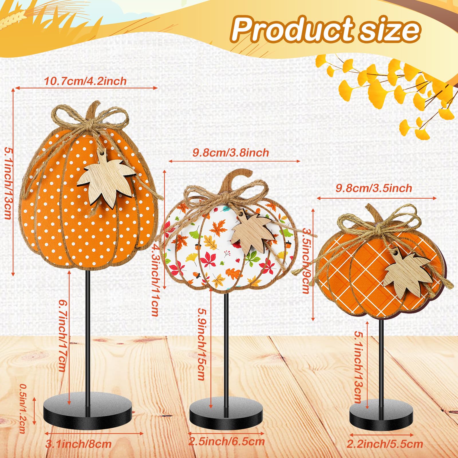 3 Pcs Fall Pumpkin Decor Pumpkin Wooden Table Signs Pumpkin Table Top Decor Pumpkin Table Decorations Centerpieces for Home Autumn Harvest Party Decoration