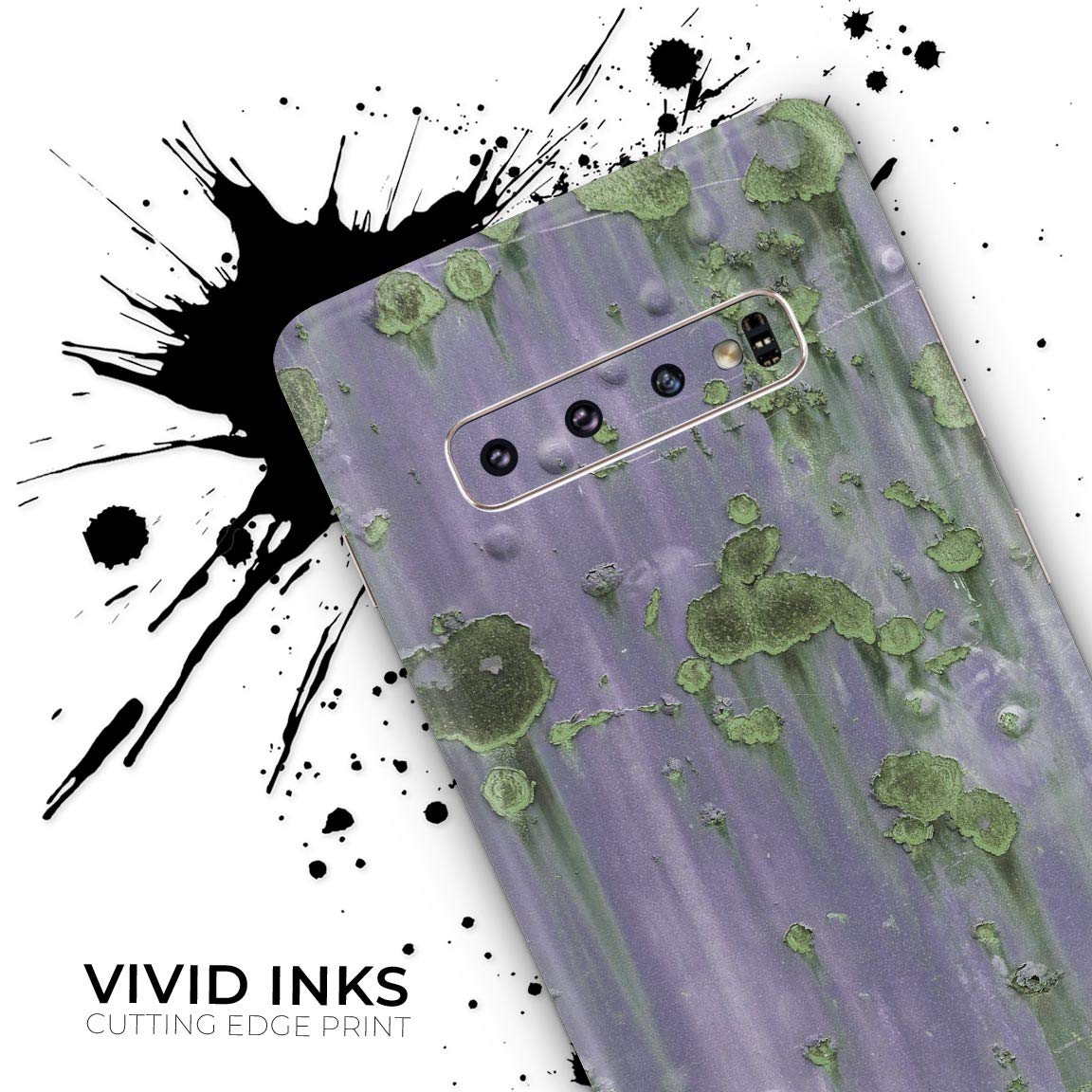 DesignSkinz Subtle Purple Metal with Light Green Rust Protective Vinyl Decal Wrap Skin Cover Compatible with The Samsung Galaxy S20 (Screen Trim & Back Glass Skin)