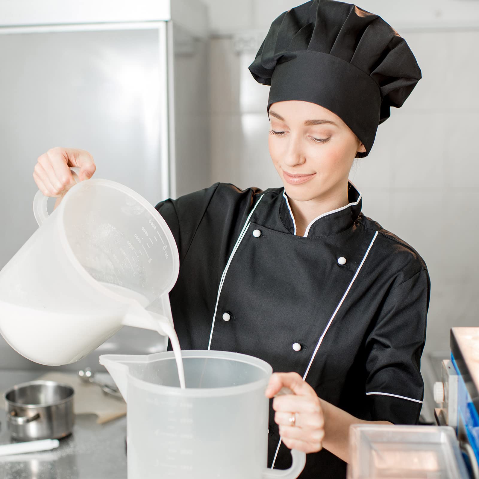 18 Pcs Chef Hats for Adults Adjustable Elastic Chef Cap Kitchen Bakers Hat Cooking Cap Funny Chef Gifts for Men Women, Black, White, Red