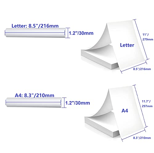 2 rolls (about 50 pages), A4, thermal printer paper, quick dry for pen, BPA free. For IOOIOO, Peripage, Munbyn, Jadens, Hprt, Phomemo thermal printers(lasting 3 years)
