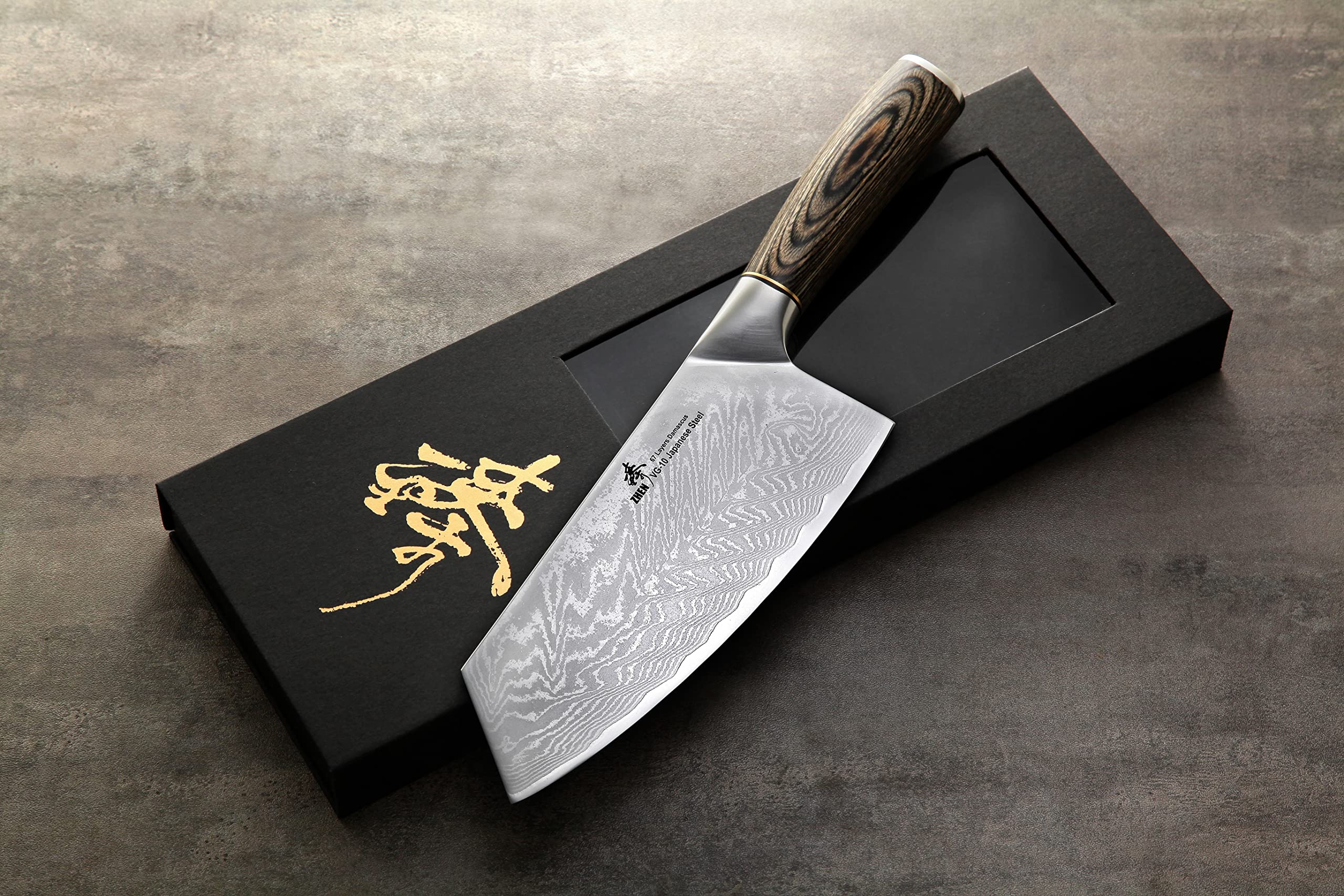 ZHEN Thunder-V Series 67-Layer Damascu VG-10 Steel Vegetable Chopping Knife