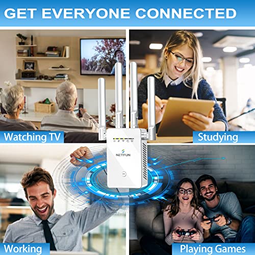 2023 Upgraded WiFi Extender Signal Booster for Home - up to 9956 sq.ft Coverage - Long Range Wireless Internet Repeater and Signal Amplifier with Ethernet Port - 1 Tap Setup, 5 Modes, 40+ Devices