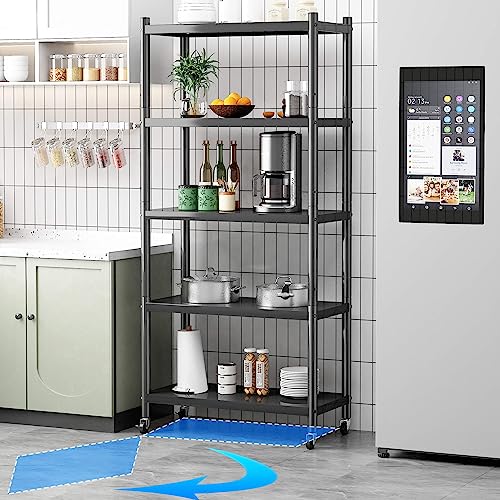 5 Tier Lightweight Storage Metal Shelves, Kitchen Storage Shelves Garage Shelving Unit, Large Capacity Storage Rack, Utility Shelf for Pantry Closet Office Laundry (32" Lx16โ Wx63โ H)