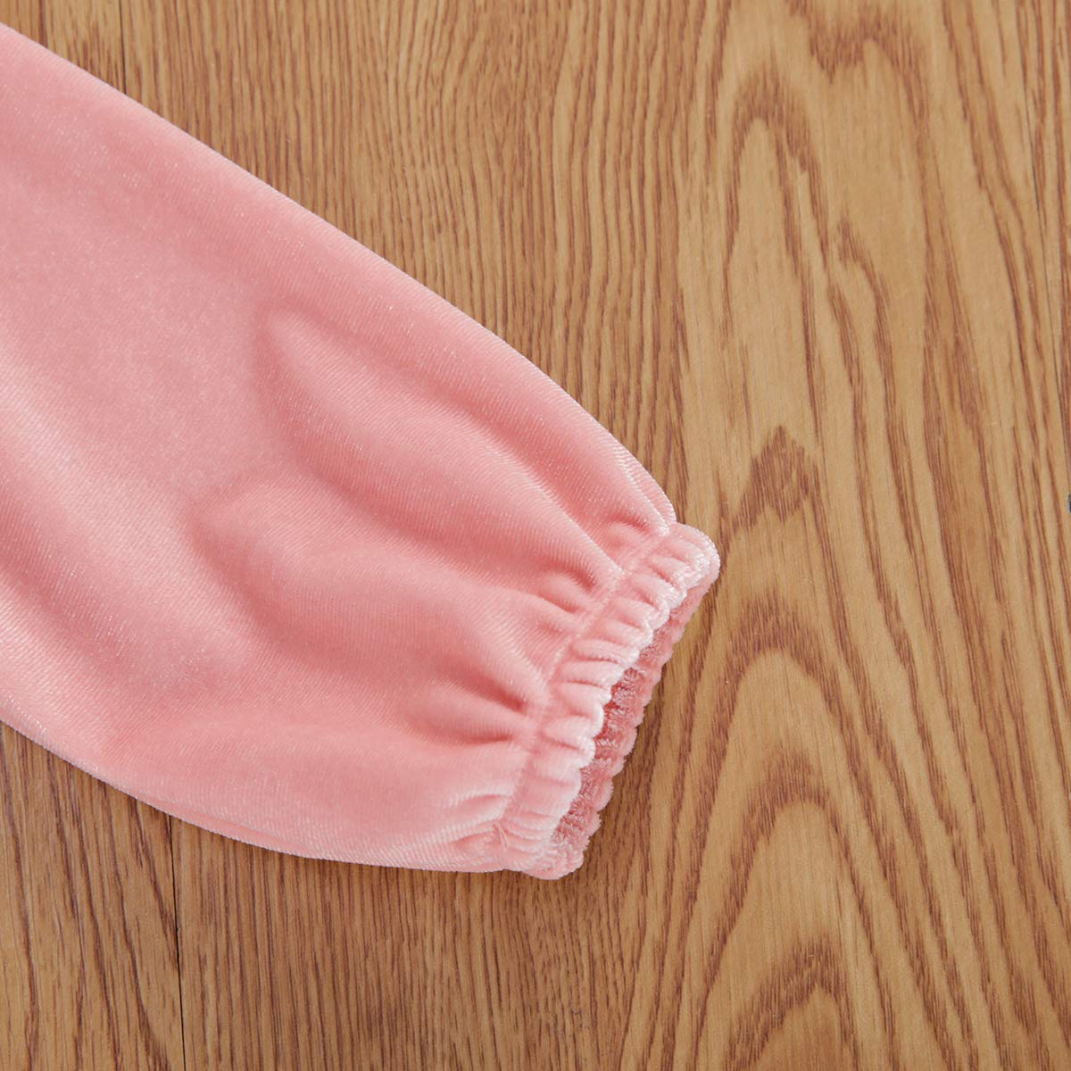 Infant Baby Girl Plain Fall Crushed Velvet Long Sleeve Bodysuits Romper Tops (A Peach Pink, 6-12 Months)