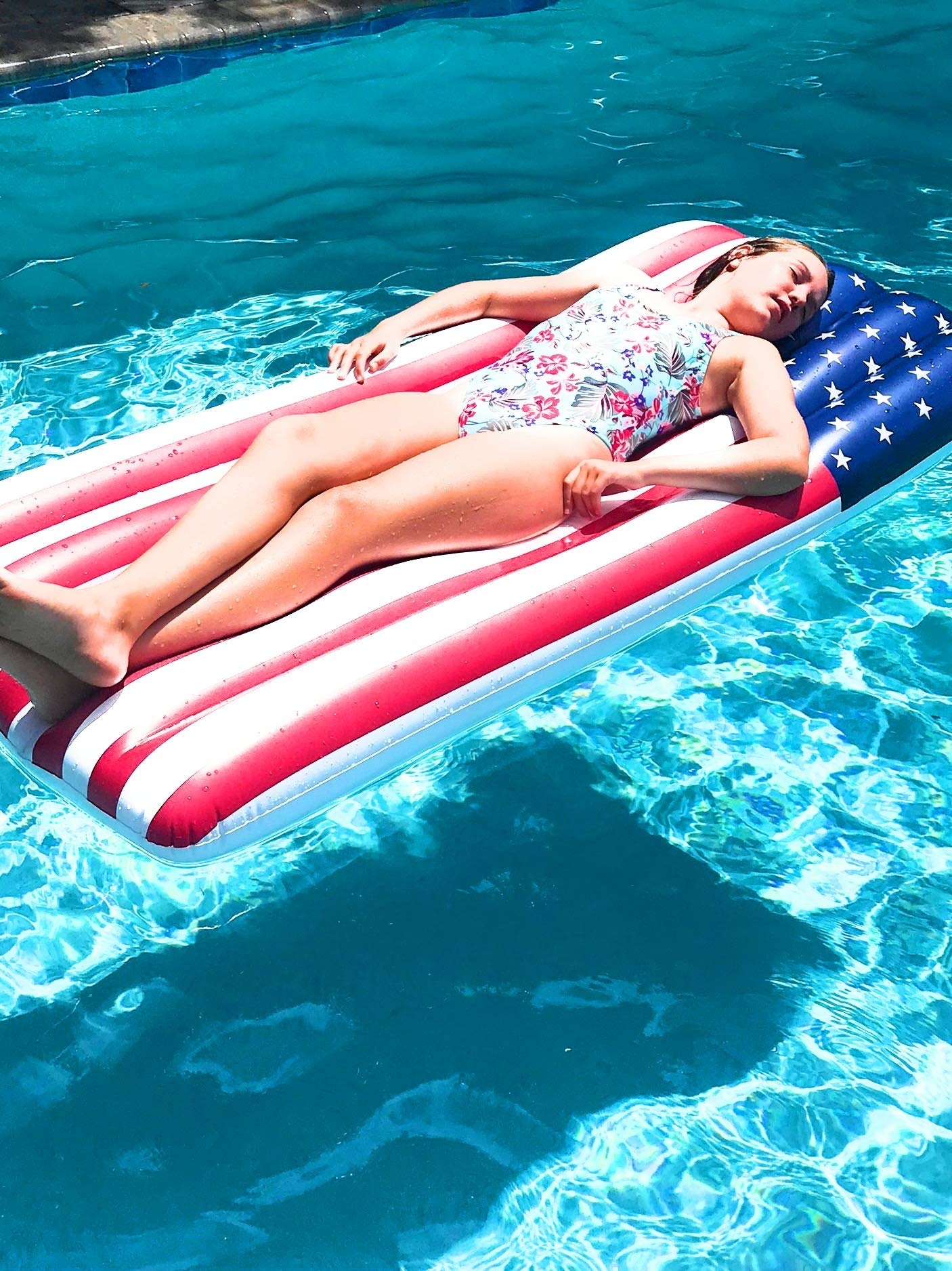 Inflatable American Flag Pool Float Patriotic US Stars & Stripes for Summer 4th of July Parties. Great Gift Idea!