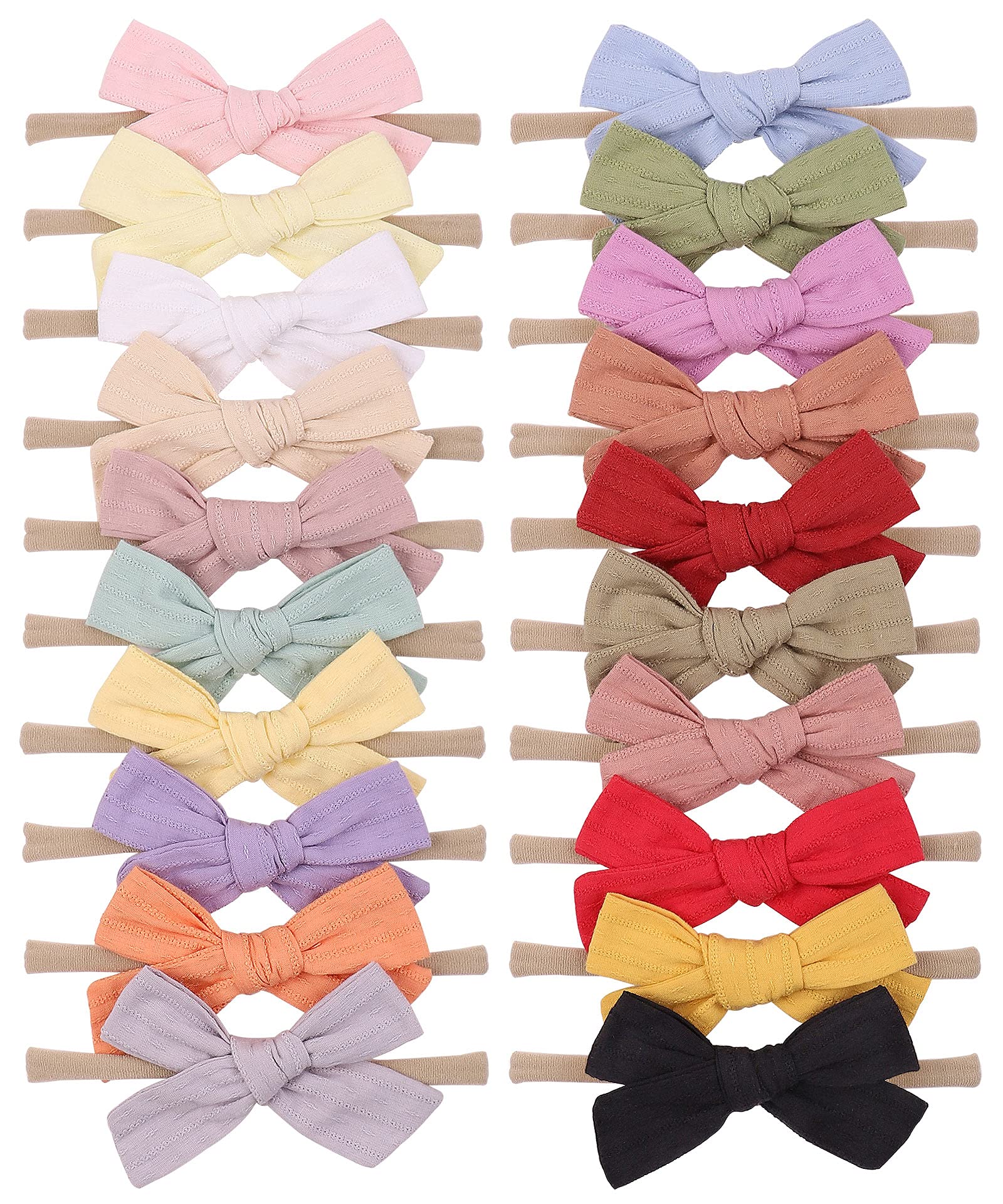 doboi 20PCS Baby Girls Headbands Hair Bows Nylon Linen Hairbands Handmade Hair Accessories for Newborn Infant Toddlers Little Girl and Kids