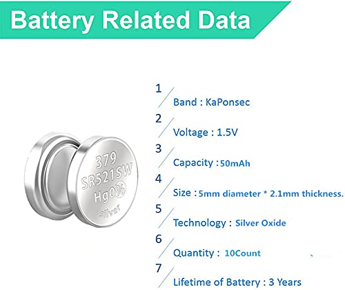 KaPonsec 20Packs SR521SW 379 LR521 AG0 1.5V Button Coin Cell Watch Battery