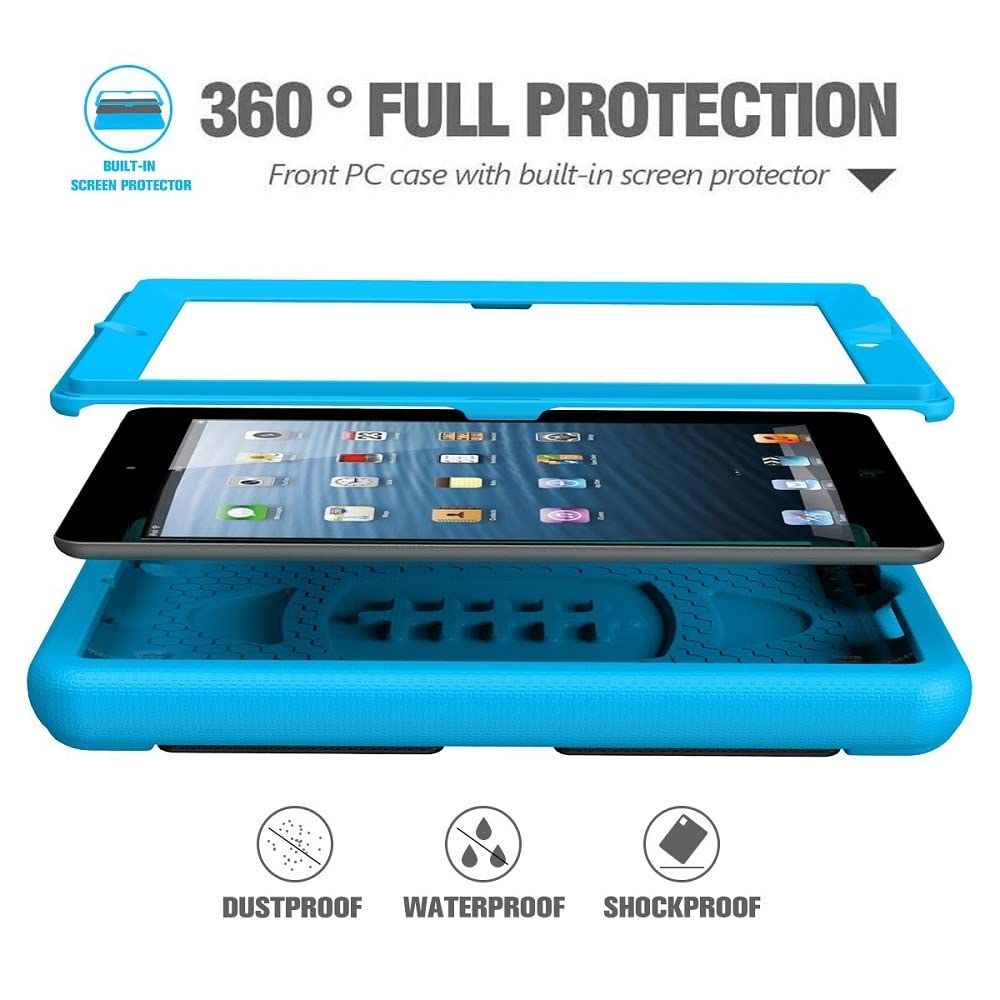 AVAWO Kids Case for iPad 2 3 4 Generation (Old Model)- Built-in Screen Protector, Shockproof Handle Stand Kids Friendly Compatible with iPad 2nd 3rd 4th Generation (Blue)