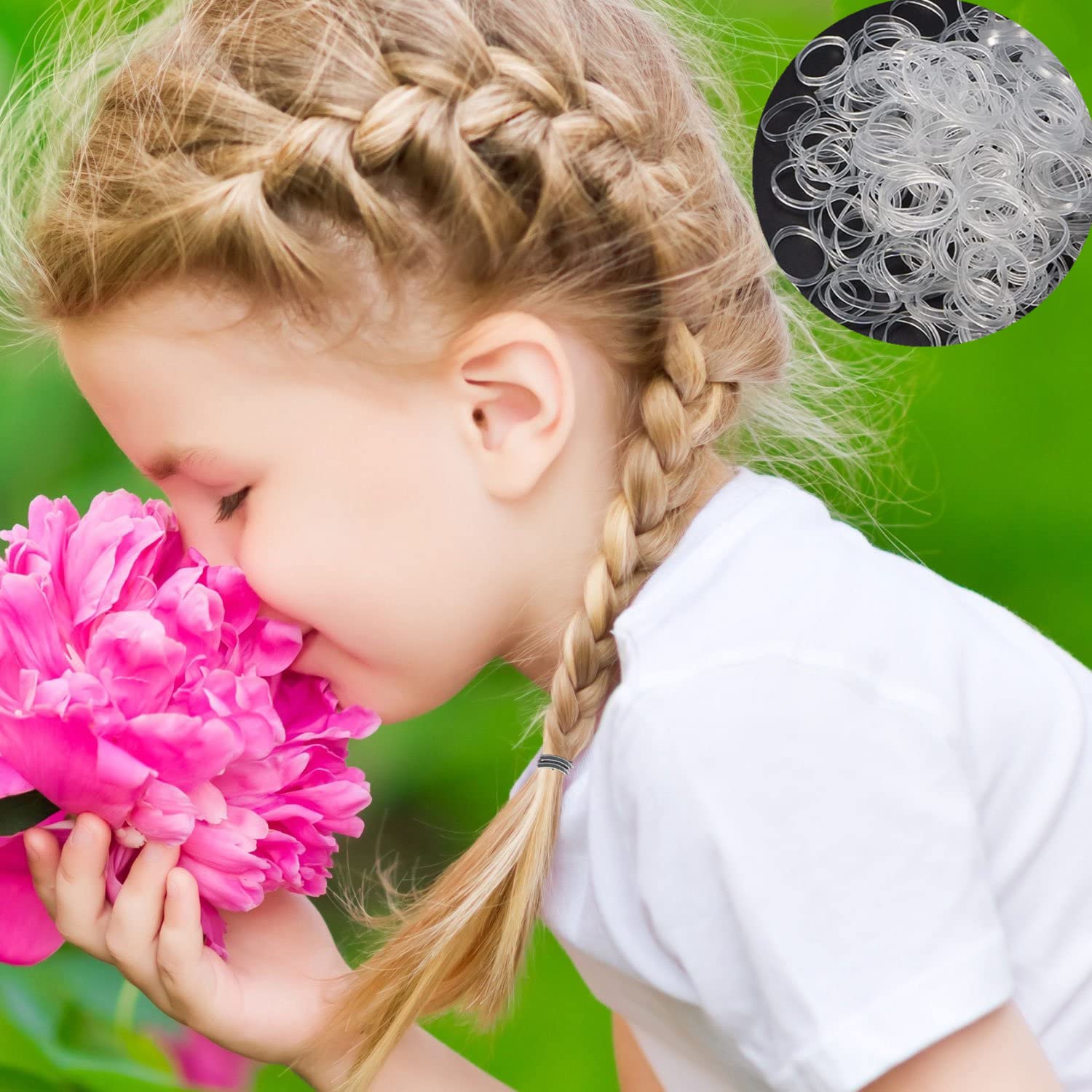 1000Pcs Clear Elastic Hair Rubber Bands, 4pcs Topsy Tail Hair Tools,Hair loop Styling Tool, French Braid Tool Loop,Soft And Mini Hair Elastics Ties for Girls Kid And Women Ponytail,1pcs Rat Tail Comb