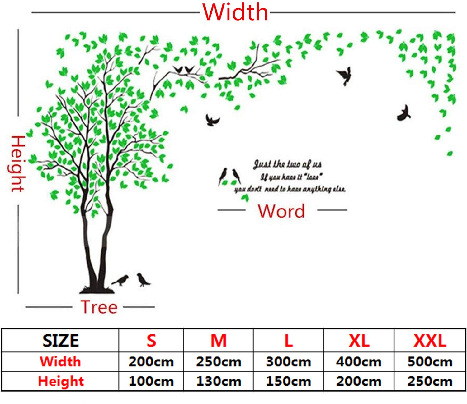 3D Tree Wall Stickers - DIY Tree and Birds Wall Decals Family Couple Tree Stickers Murals Wall Decor for Living Room Bedroom TV Background Home Decorations(Silver Left,M-98X51in)