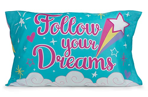 Baby Boom Funhouse Unicorn Love 4 Piece Toddler Bedding Set β Includes Comforter, Sheet Set β Fitted + Top Sheet + Reversible Pillowcase for Girls Bed, Pink