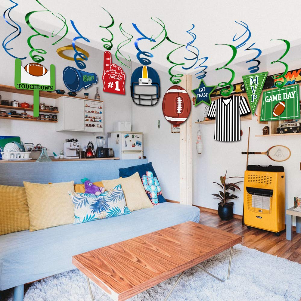 36Ct Football Hanging Swirl Decorations Super Bowl Game Day Decorations,Sport Game Day Party Supplies