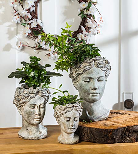 Abbott Collection 27-GODDESS-535-XS Xs Women Head Planter-6.5" H, 6.5 inches H, Grey