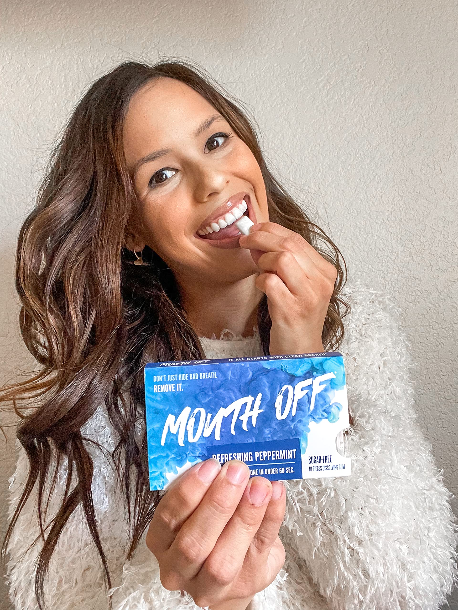 Mouth Off Breath Freshening Fast Dissolving Sugar-Free Gum, Refreshing Peppermint