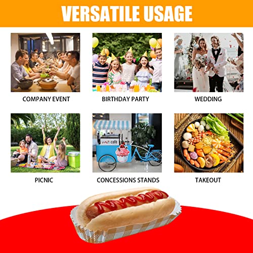200Pcs Home Paper Hot Dog Trays- 6.49β Rectangular Fluted Hot Dog Tray - Disposable Hot Dog Wrappers - Rectangular Food Trays for to-Go Orders, Takeout, Concessions Stands, Festivals (Orange)
