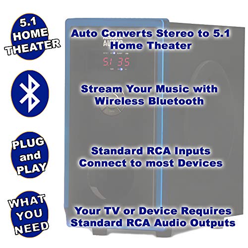 Acoustic Audio AA5102 Bluetooth 5.1 Speaker System with Optical Input and 2 Extension Cables