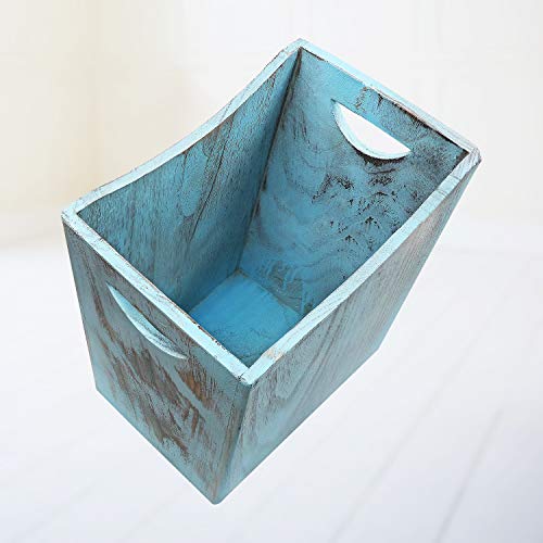 Honest Wood Trash Can,Rustic Farmhouse Style Wastebasket Bin with Handle for Living Room,Bedroom,Bathroom,Kitchen,Office(Blue)