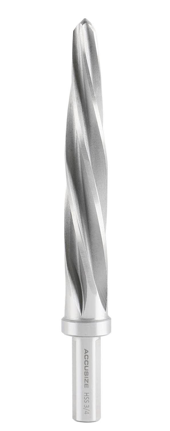 Accusize Industrial Tools Hss Spiral Flute Aligning Reamer, 3/4'' Cutting Diameter, 1/2'' Shank Diameter, 0522-0034